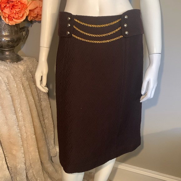 Milly of New York | Skirts | Milly Lined Wool Skirt With Gold Chain ...